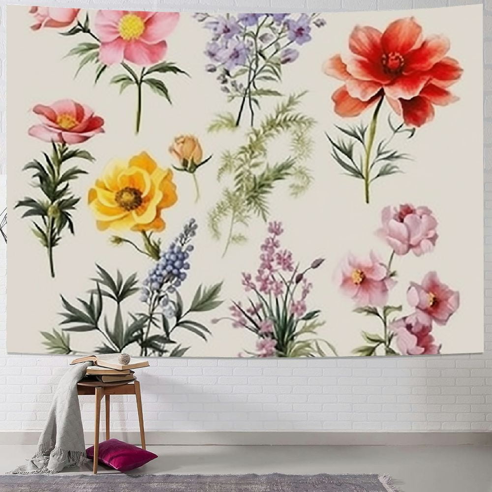 PRATYUS Wildflowers Vertical Tapestry Wall Hanging, Illustrative ...