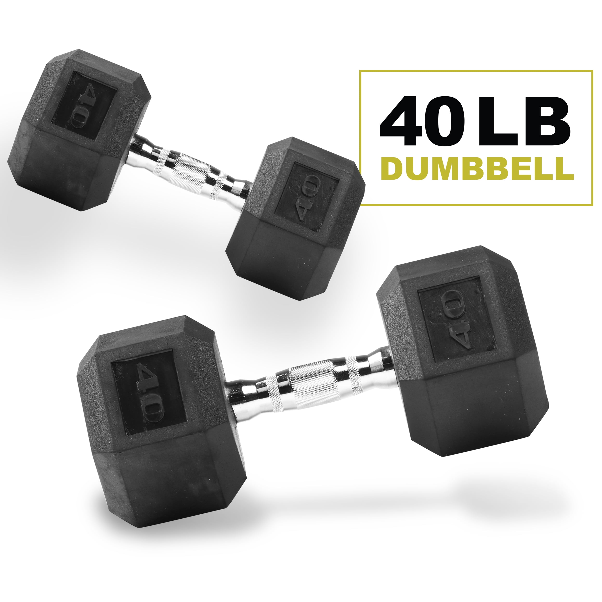 PRCTZ, 40lb Rubber Encased Hex Dumbbell, Pair - Walmart.com