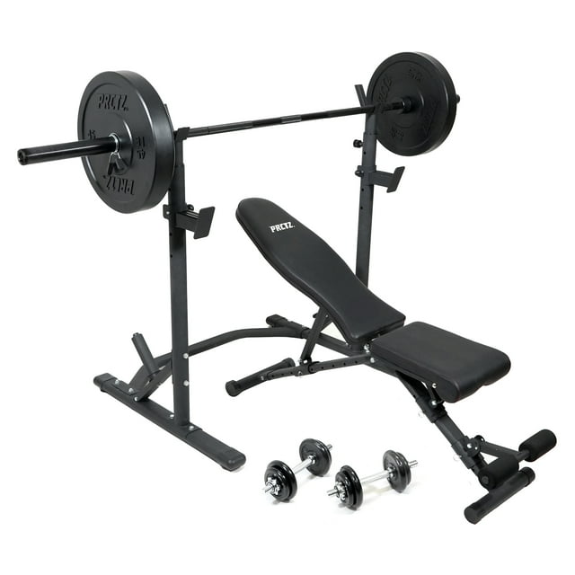 PRCTZ Homegym Bundle: Olympic Weight Bench, Squat Rack, Barbell, Bumper ...