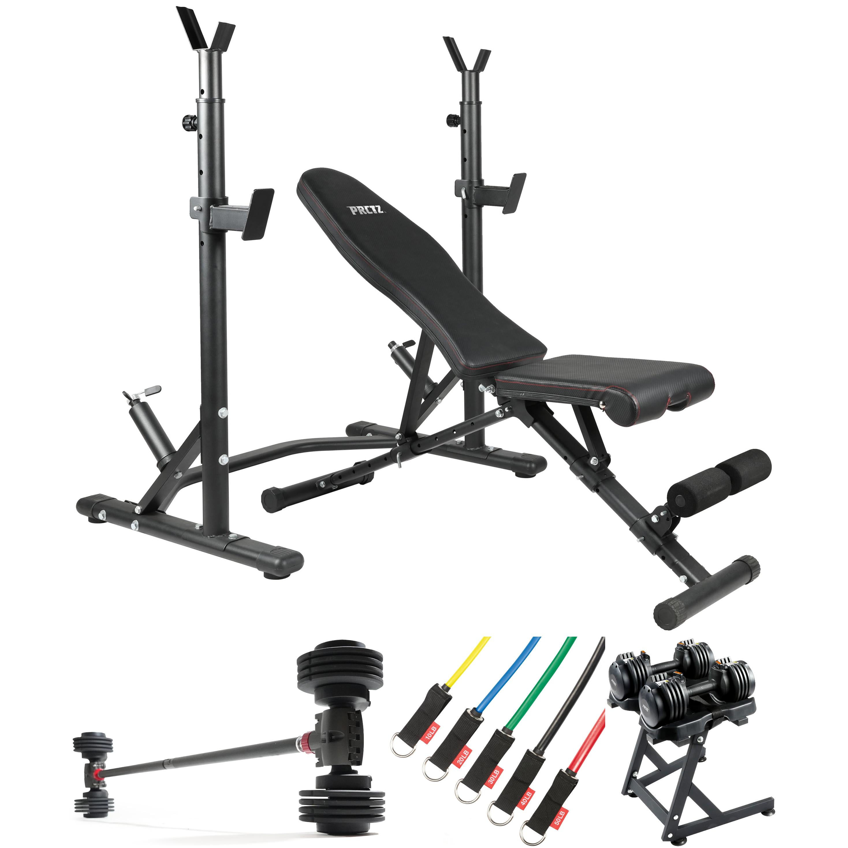 PRCTZ SP3 Homegym Bundle, Includes Two-Piece Olympic Weight Bench with ...