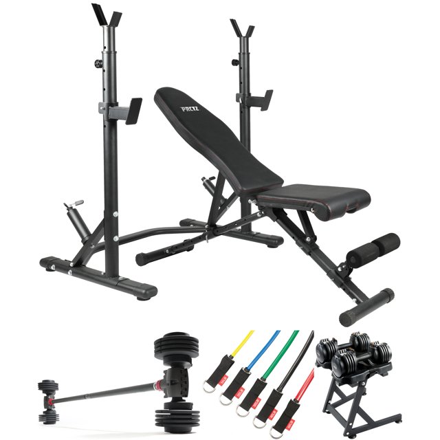 PRCTZ SP3 Homegym Bundle, Includes Two-Piece Olympic Weight Bench with ...