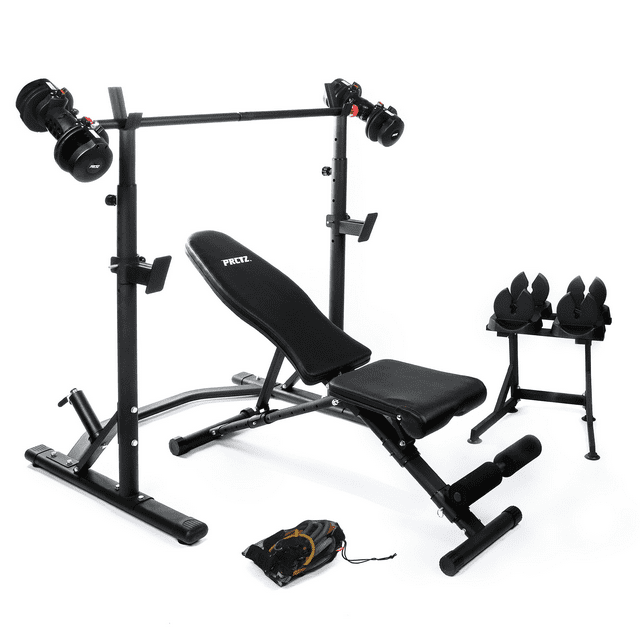 PRCTZ SP3 Homegym Bundle, Includes Two-Piece Olympic Weight Bench with ...