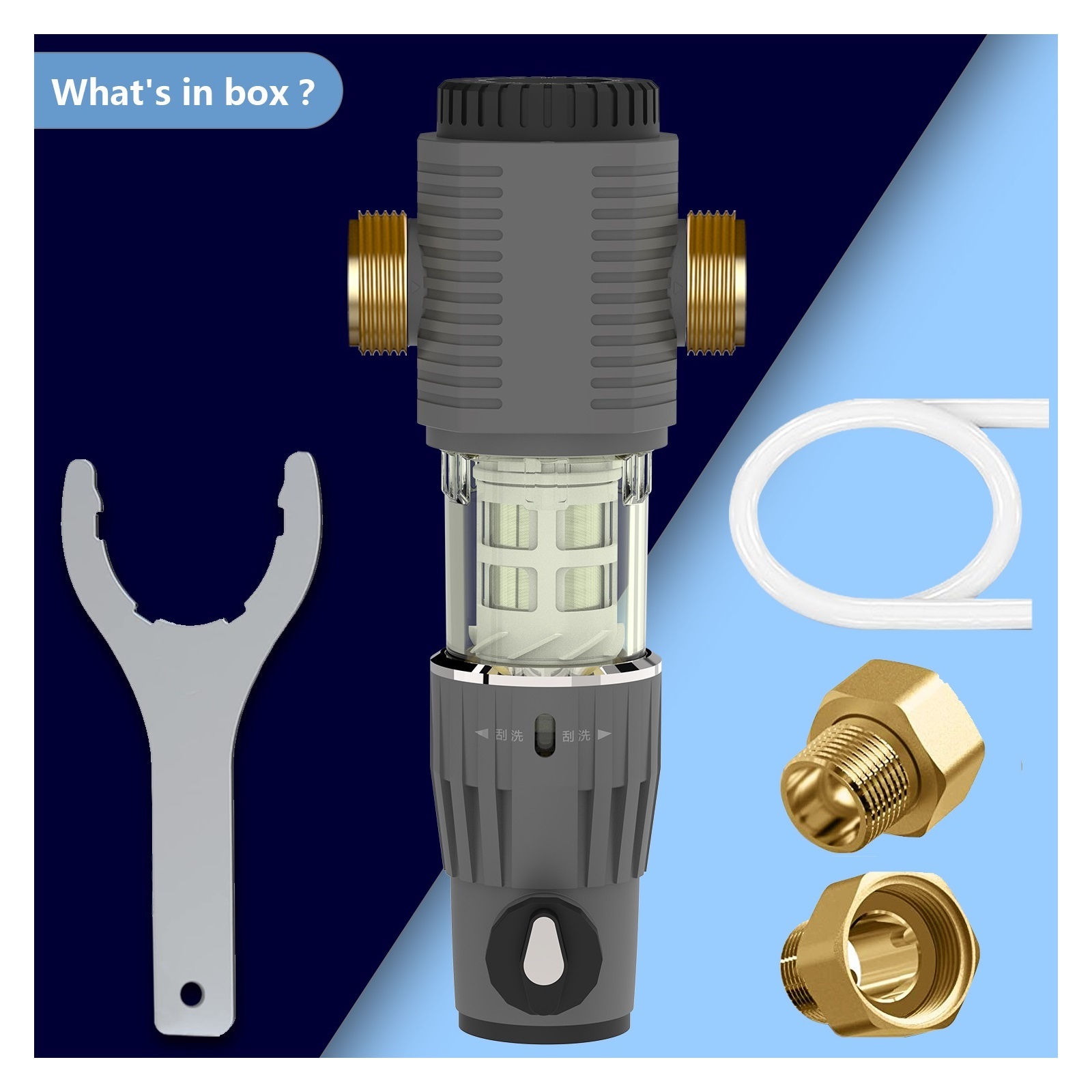 PRE-F2 Auto-rotating Scraper Backwash Prefilter Whole House Spin Down ...