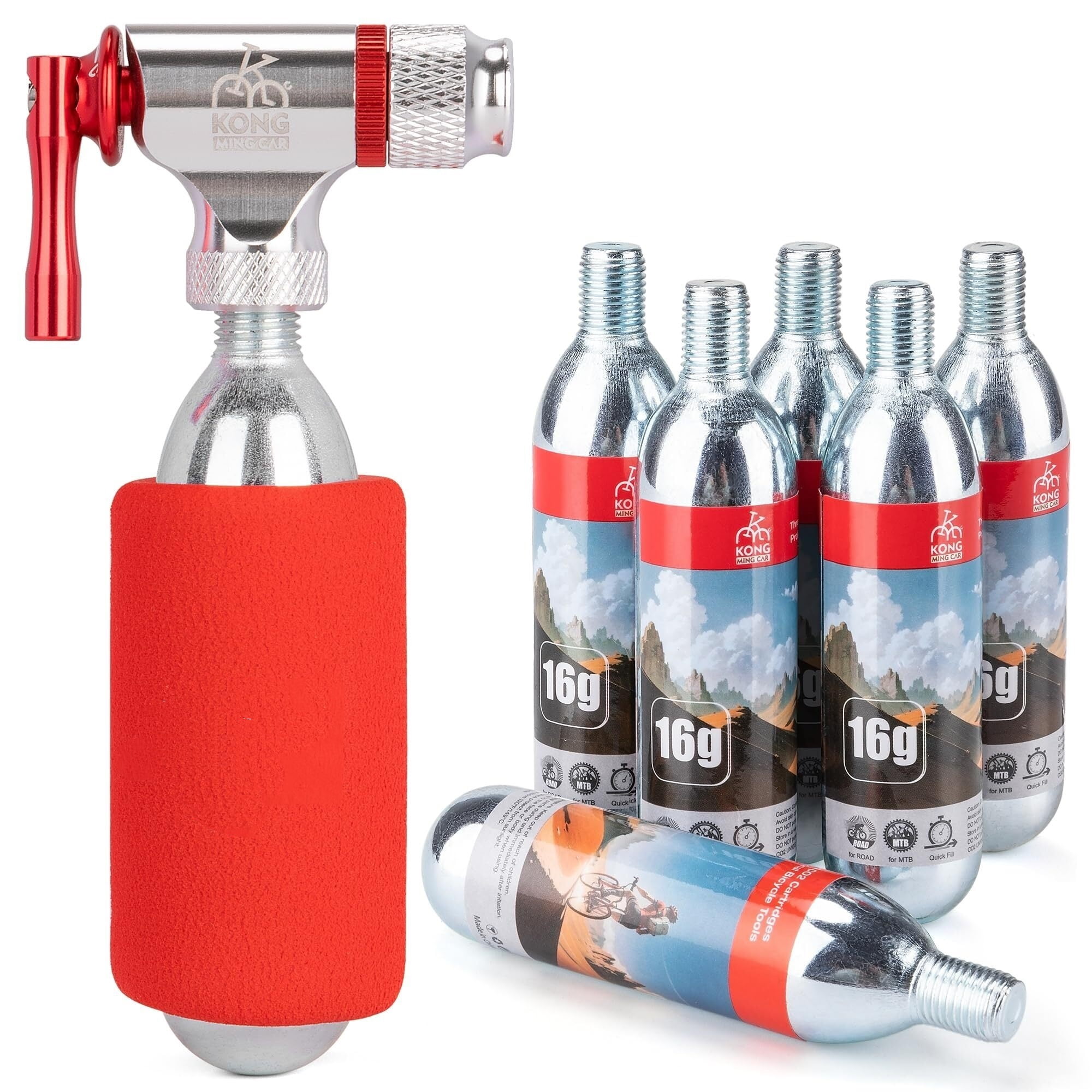 PRE-Set Pressure CO2 Inflator Kits with 6 X 16g / 25g CO2 Threaded ...