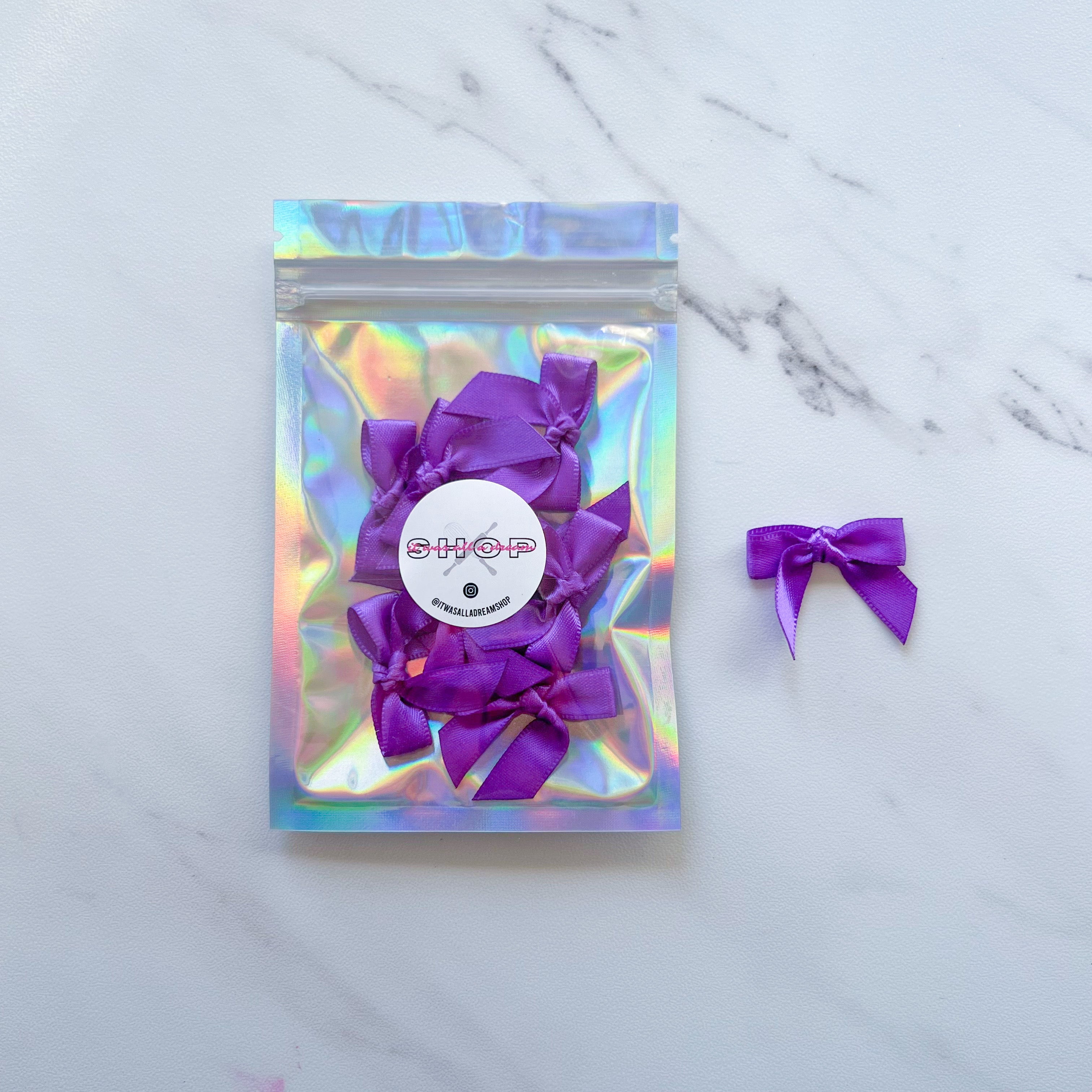 PRE TIED TINY SATIN BOWS (PURPLE) - Walmart.com