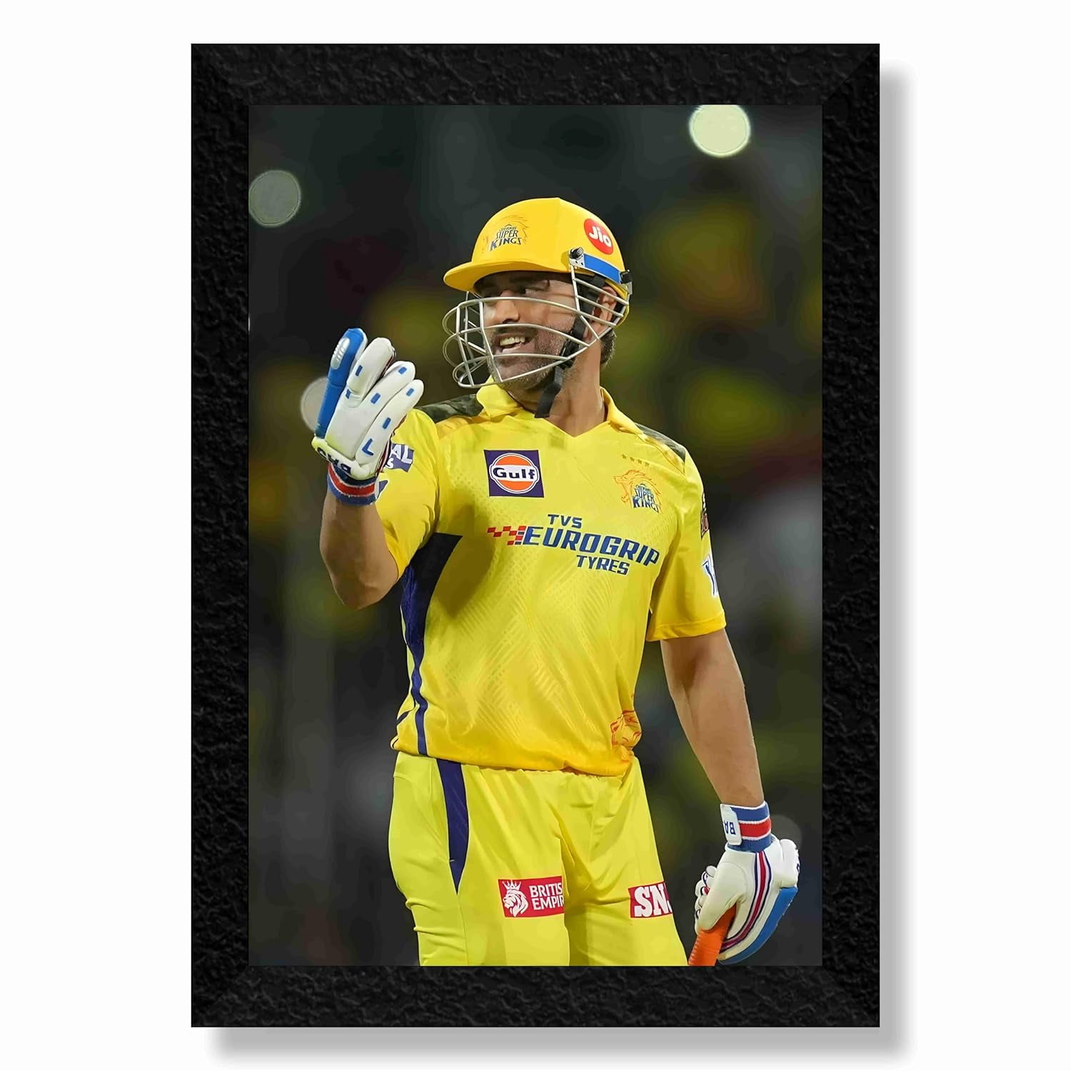 PRECISIO Painting of Cricket Player ms dhoni Sports Poster Framed ...
