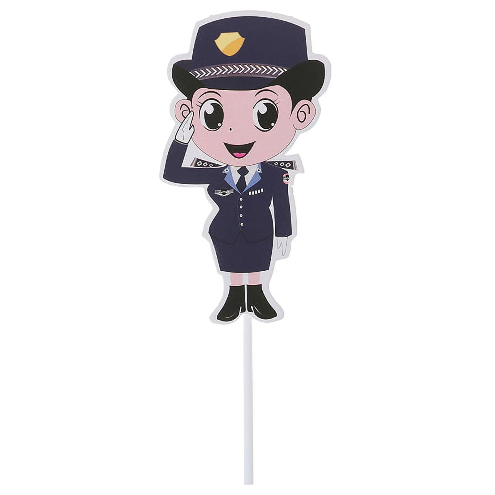 PRECUT Cartoon Police Car Plane Handcuffs Birthday Cupcake Toppers ...