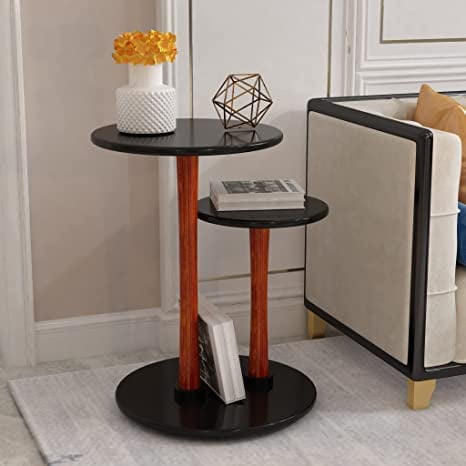 PREDELLA Vintage 2 Tier Round Bedside Table End Table Small Side Table ...