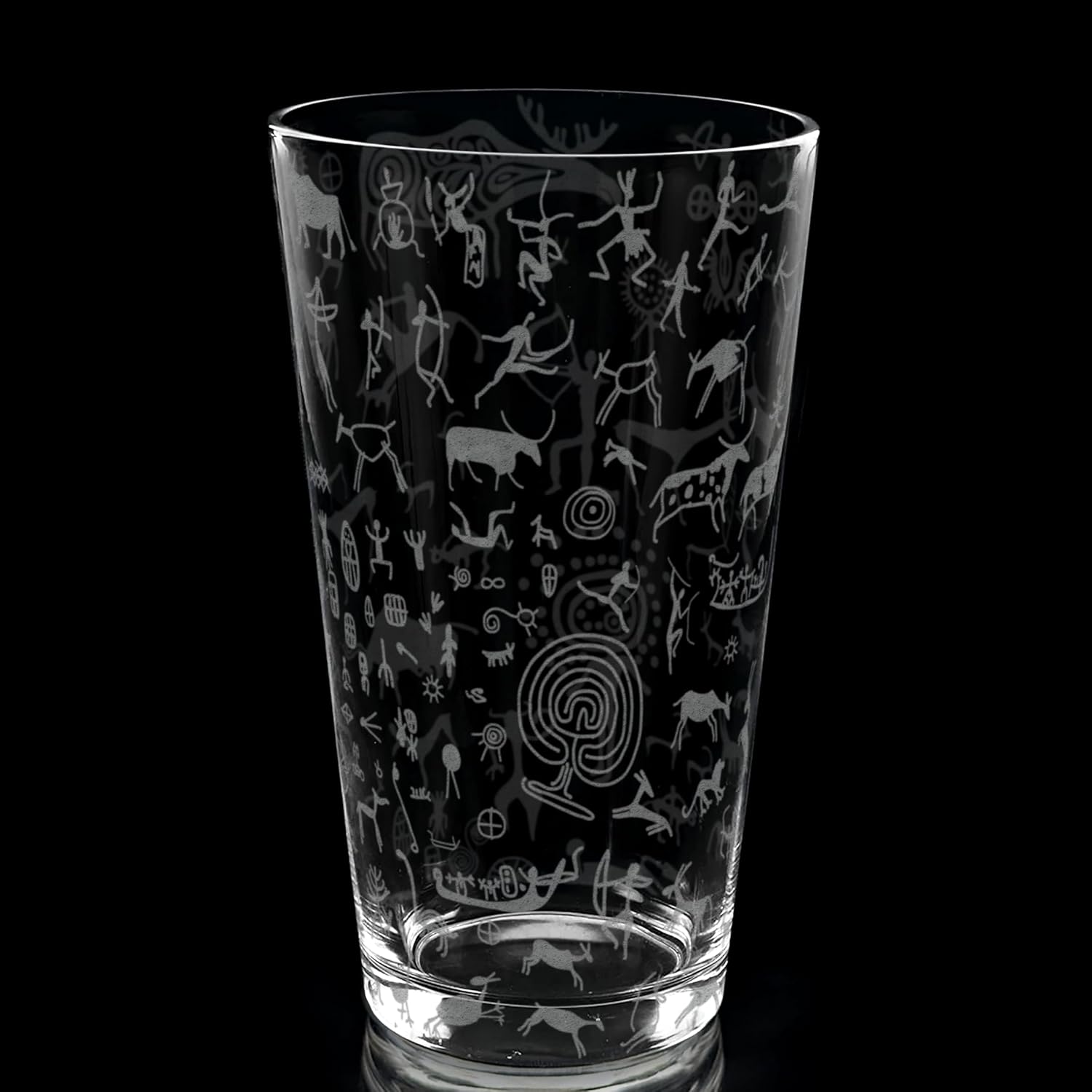 PREHISTORIC CAVE ART Engraved 16oz Pint Glass | Ancient Symbol Laser ...