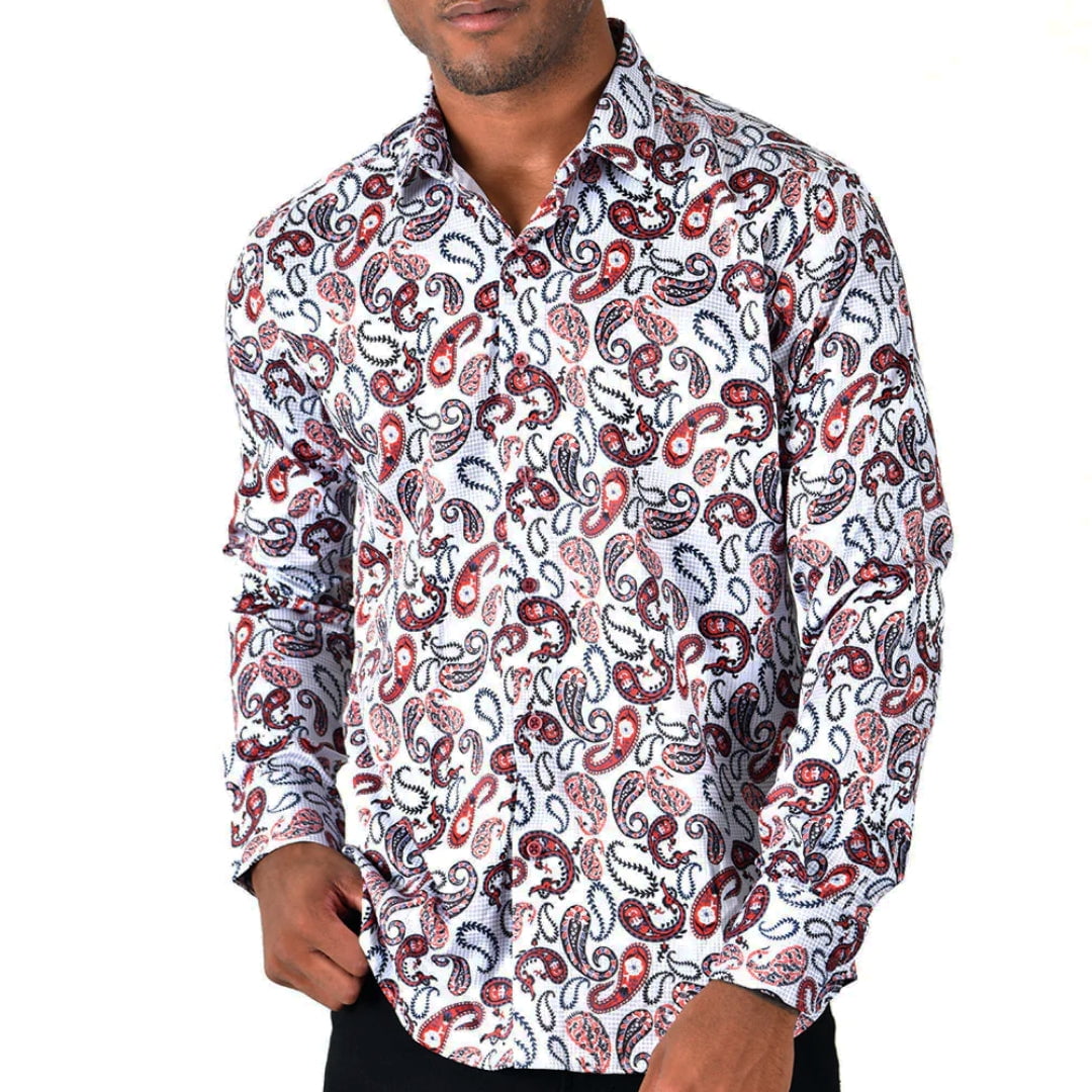PREMIERE SHIRTS: RED/WHITE PAISLEY - Walmart.com