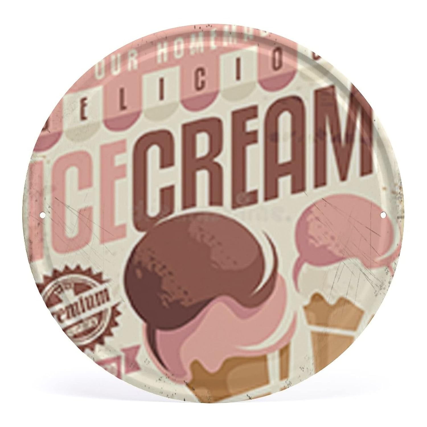 PREMIUM ICE CREAM Round Vintage Metal Tin Signs Decorations Funny Retro ...
