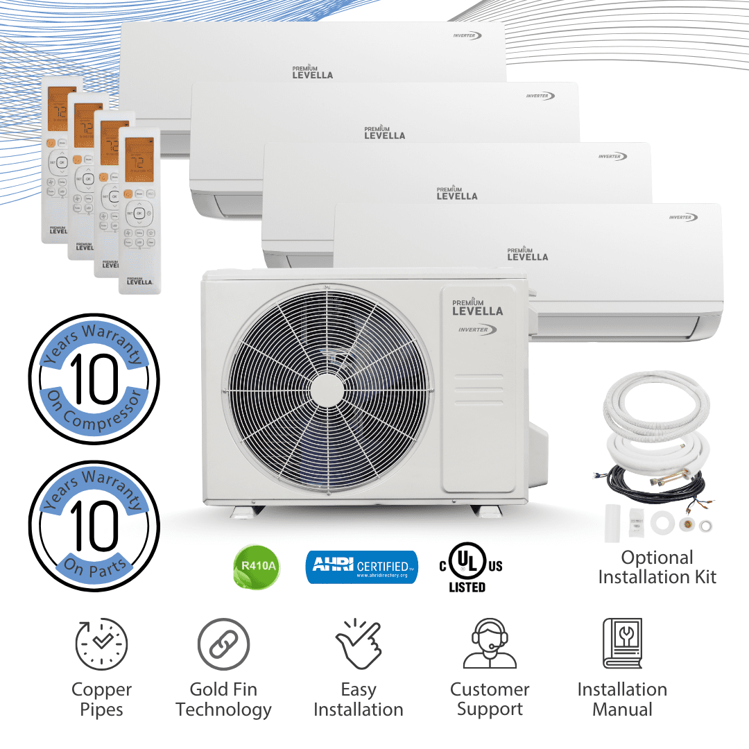 PREMIUM LEVELLA 36000-48000 BTU 1000 Sq Ft Ductless Mini-Split Air ...