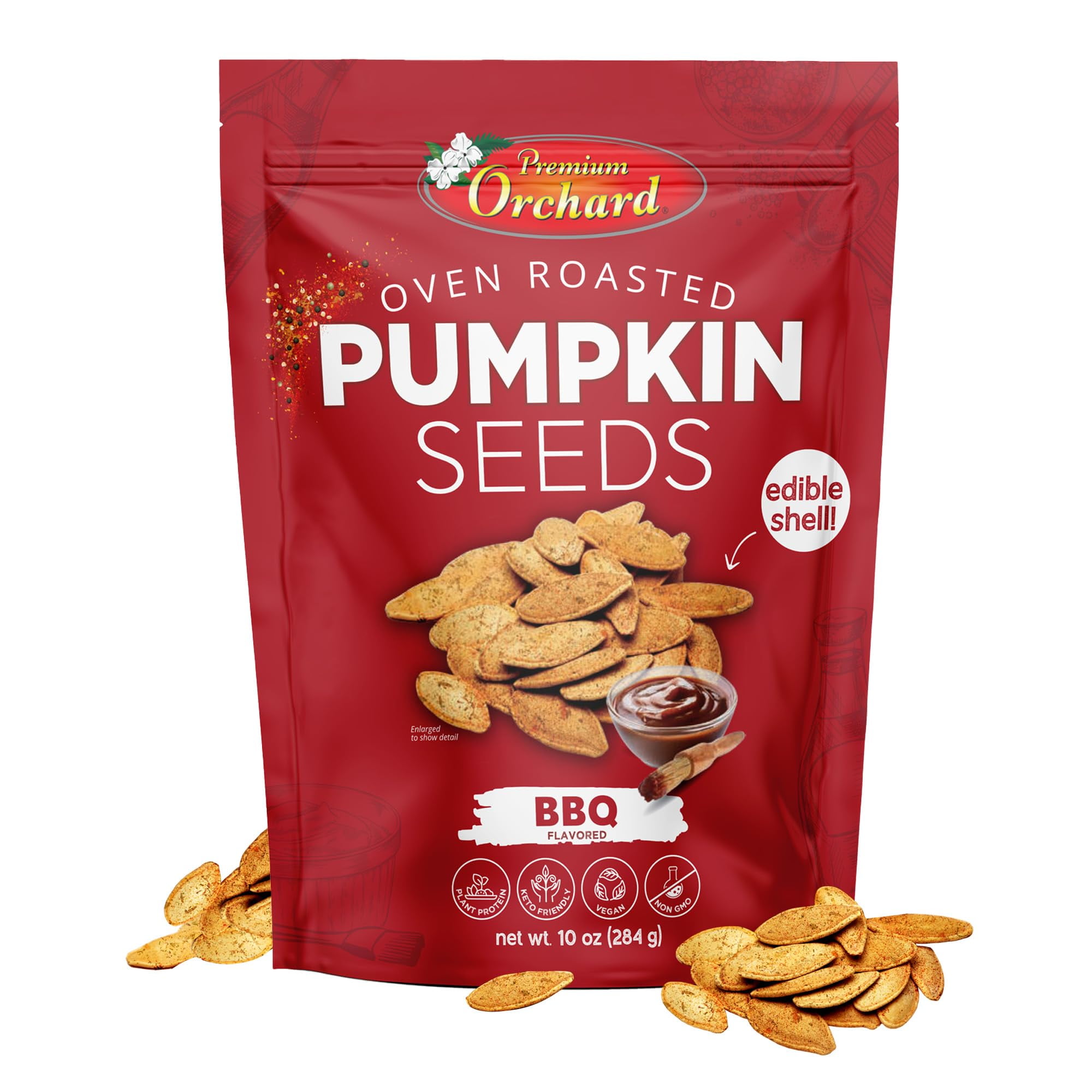 PREMIUM ORCHARD Flavored Pumpkin IRF13 Seeds Oven Roasted | BBQ | High Protein Snacks for Kids ...