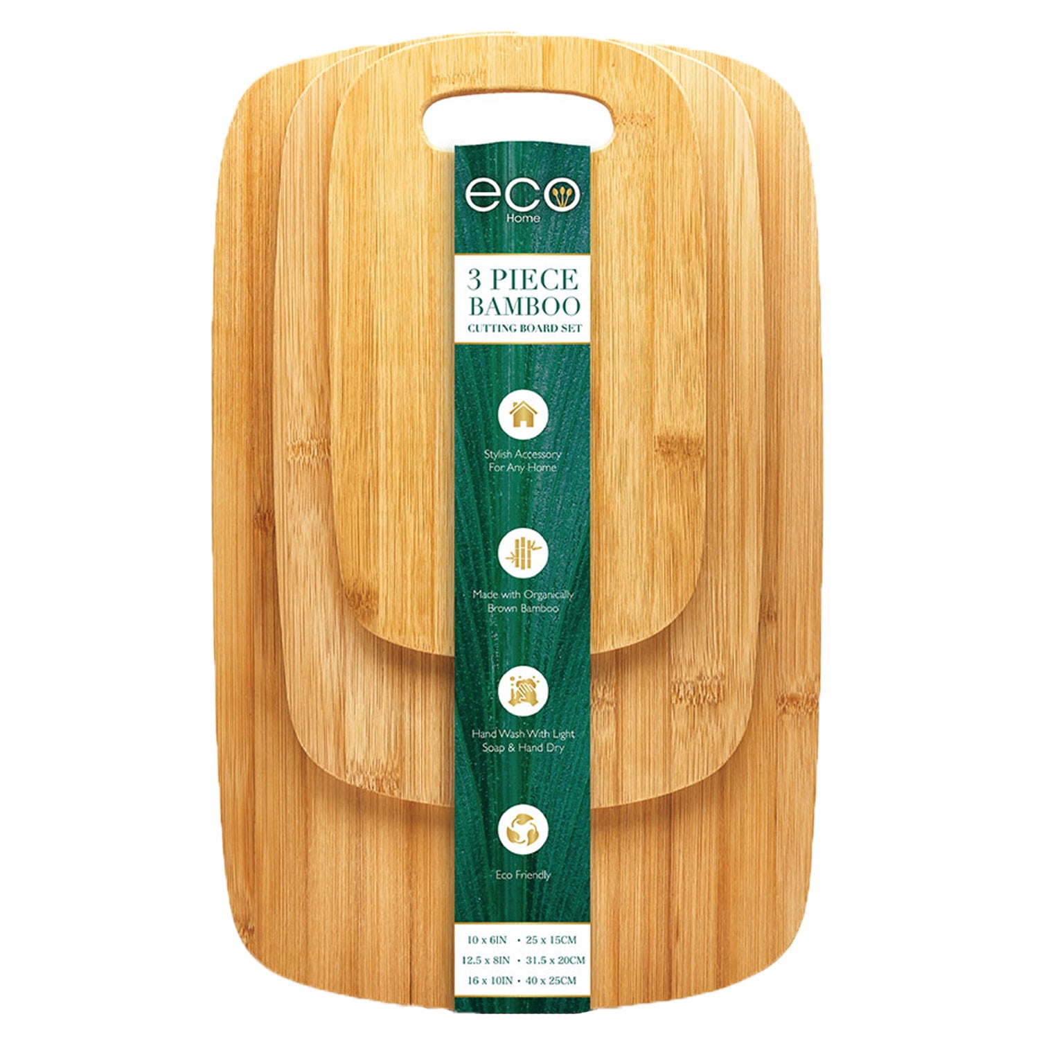 PREMIUS 3 Piece Bamboo Cutting Board Set, 10x6,12.5x8, and 16x10 Inches ...