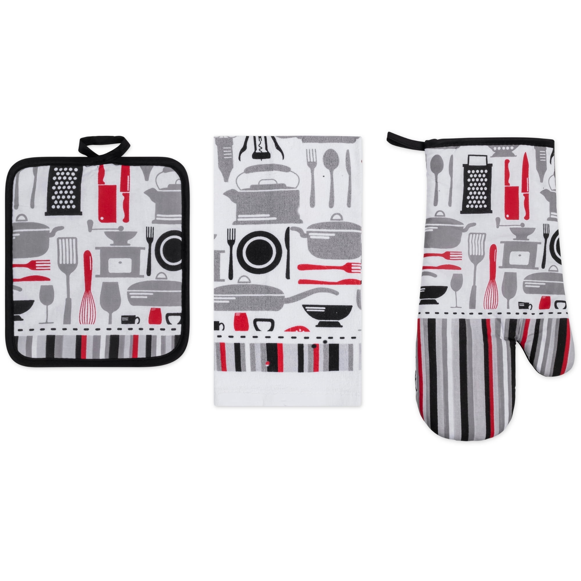 PREMIUS 3 Piece Printed Kitchen Linen Set, Kitchen Tools, 1 Cotton ...