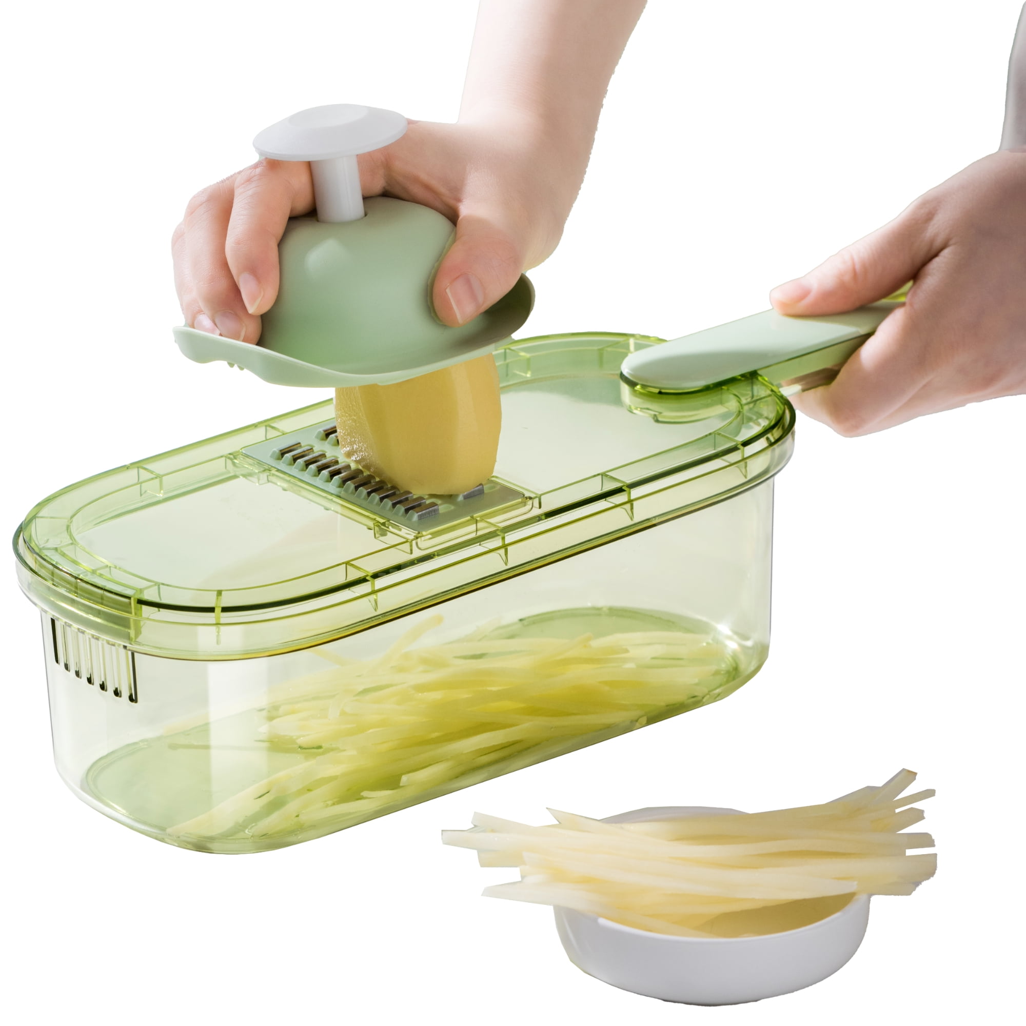 PREMIUS 6-In-1 Mandoline Slicer with Storage Bin and Handle, Green ...