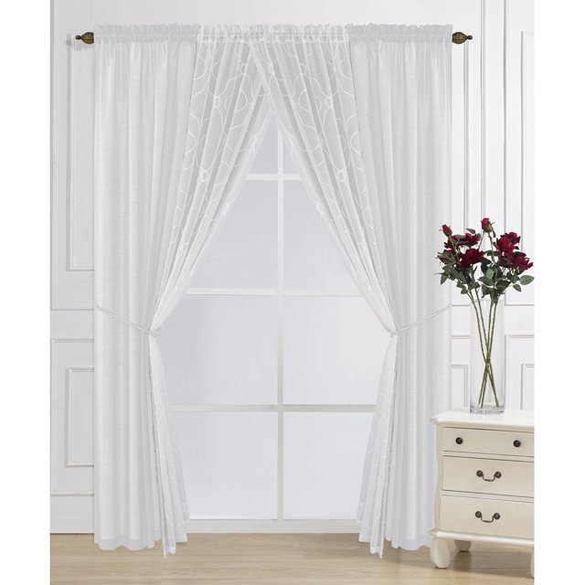 PREMIUS Flame 6 Piece Window Panel Set, White-White - Walmart.com
