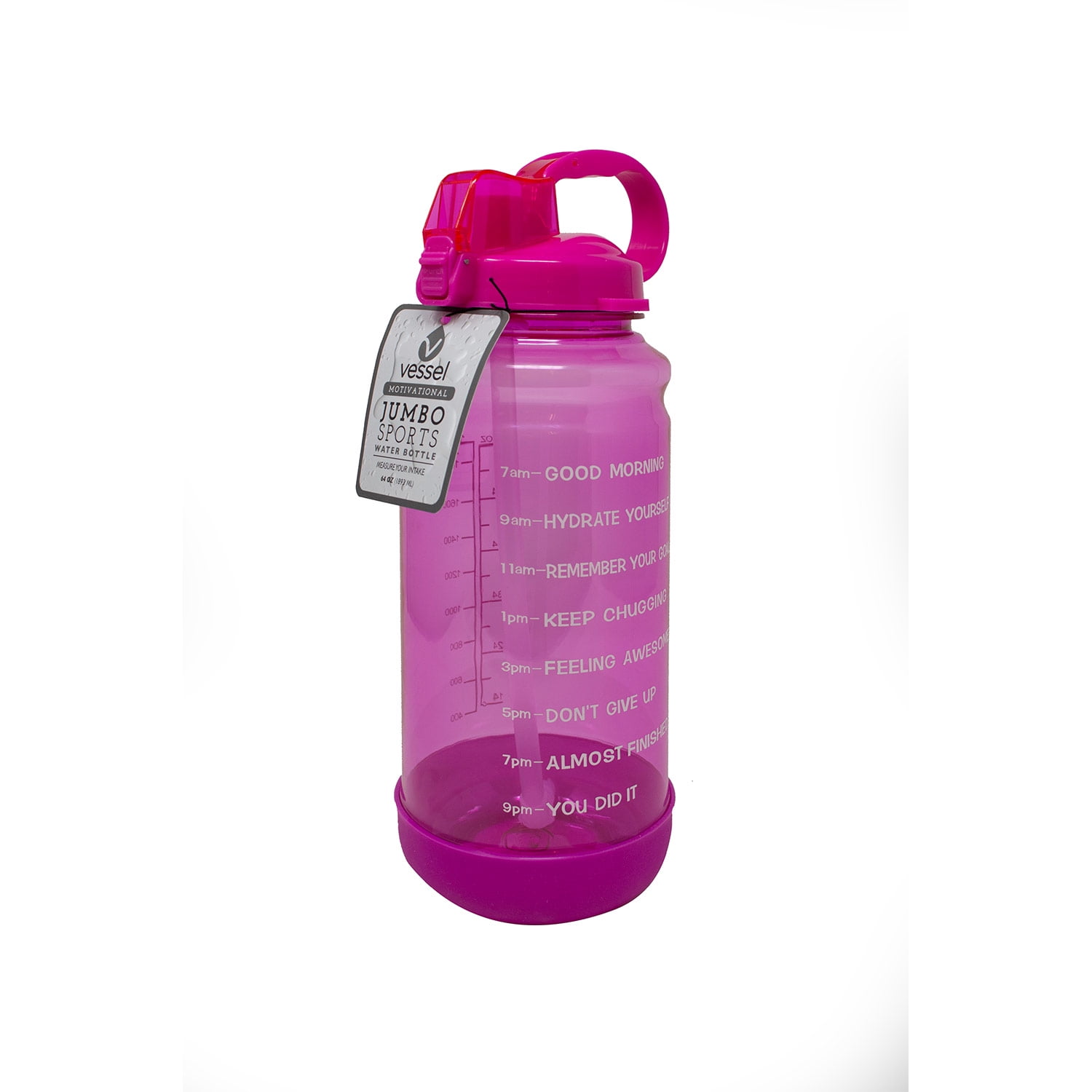 PREMIUS Motivational Sport WaterBottle With Straw Top, Pink, 64 Ounces ...