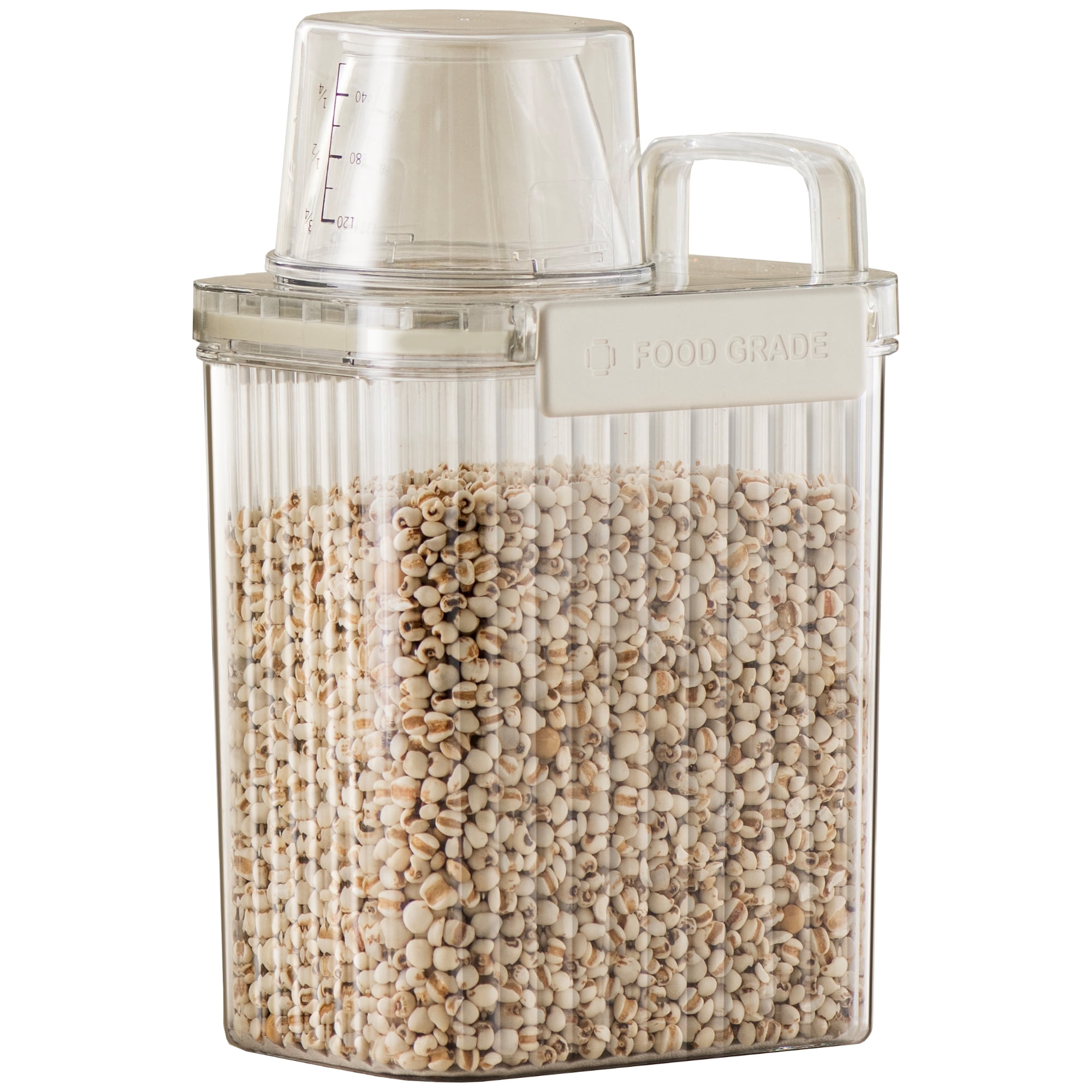 PREMIUS Plastic Food Storage Container with Measuring Cup, Clear ...