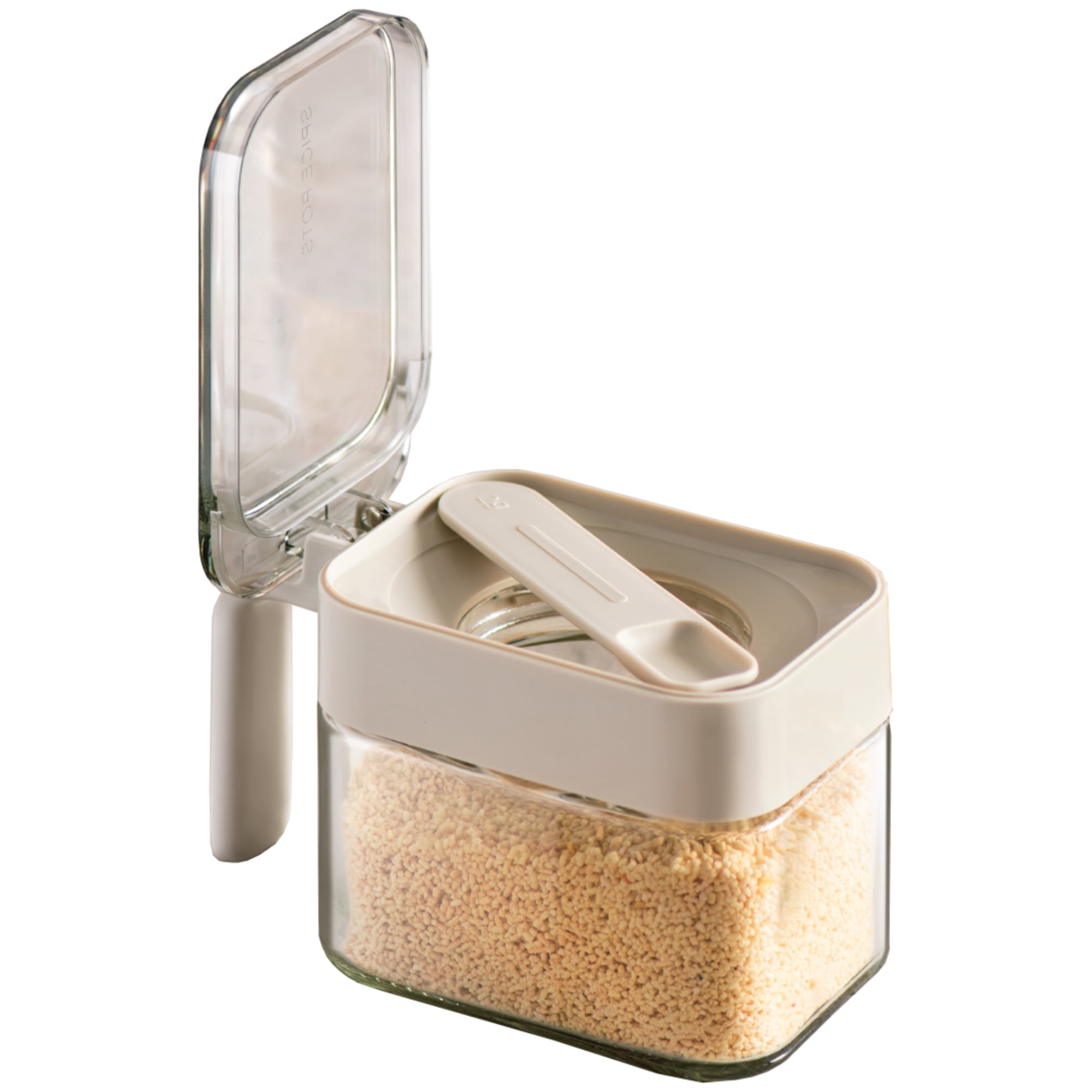 PREMIUS Stacking Glass Seasoning Spice Jar with No-Touch Spoon and Lid ...