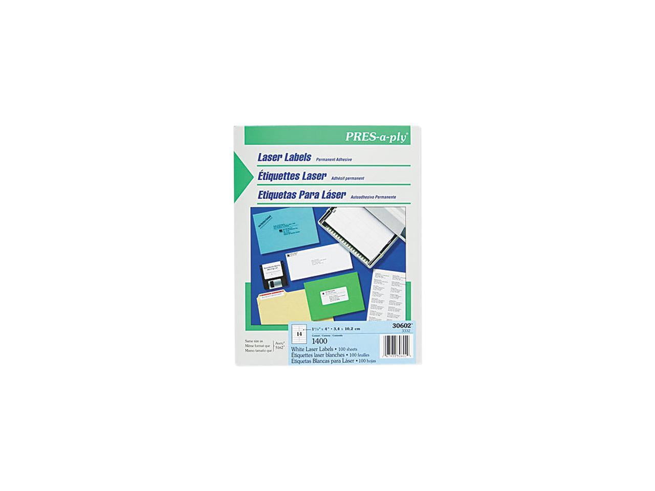 PRES-a-ply Laser Address Labels, 1 1/3 x 4, White, 1400/Box - Walmart.com