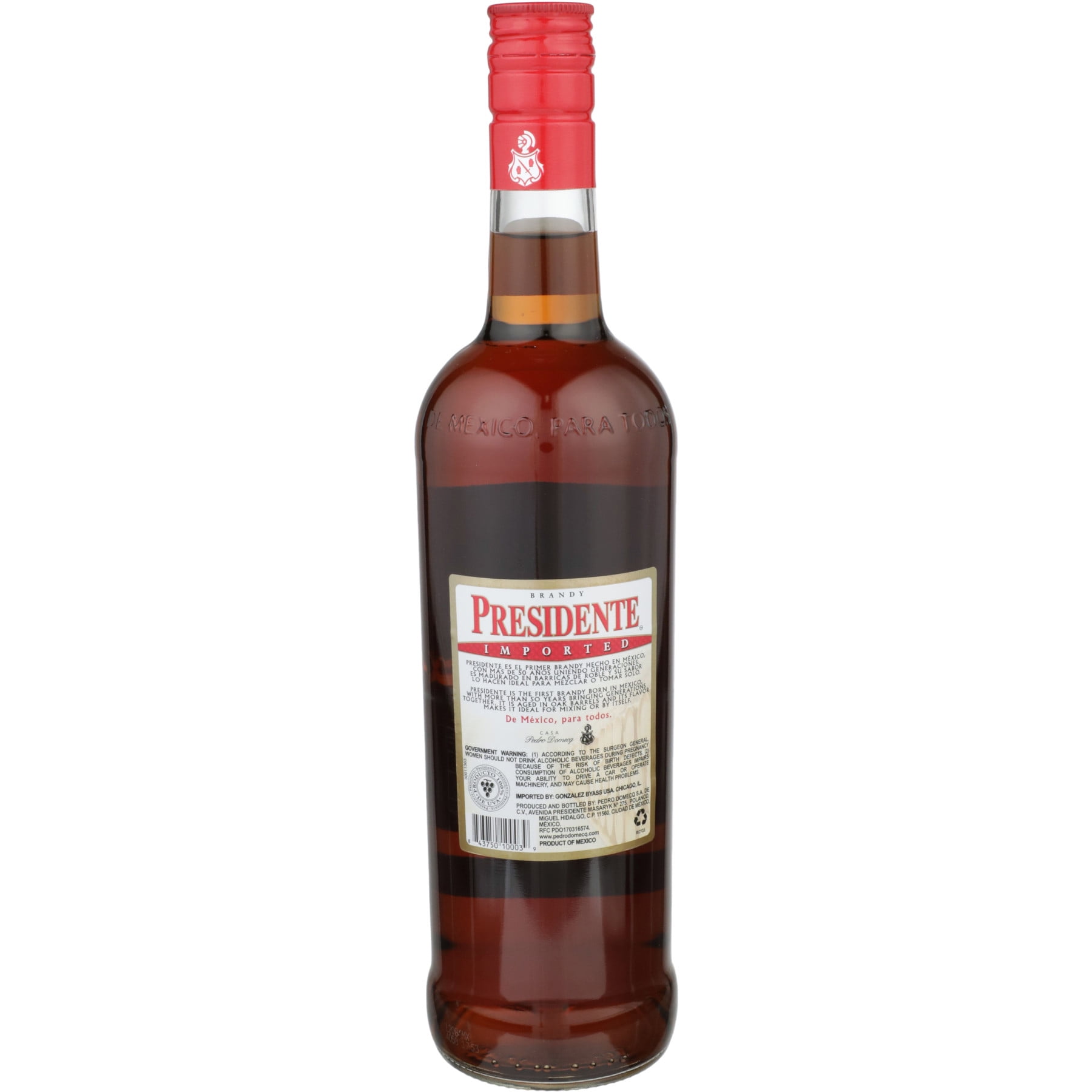 Presidente American oak barrels, Brandy, 750ML - Walmart.com