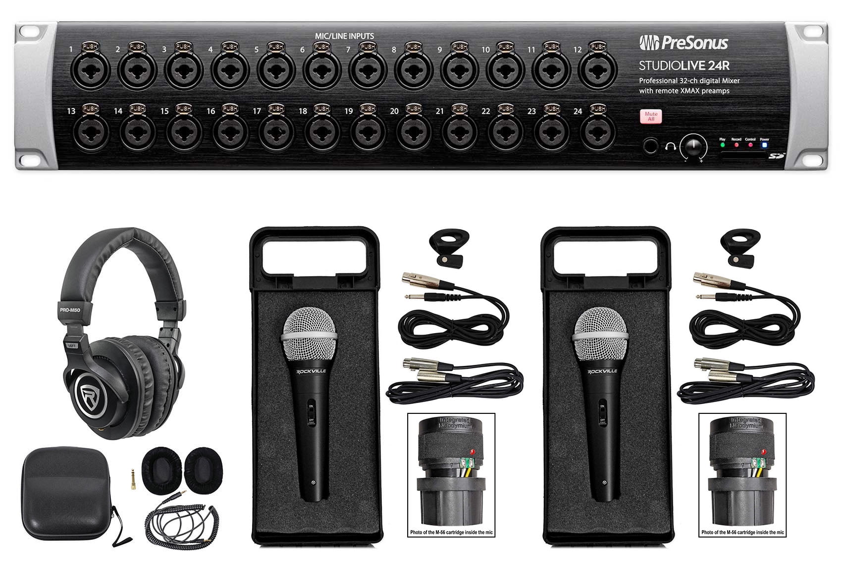 PRESONUS Studiolive 24R 24-Ch Digital Rack Mount Mixer+Headphones+2 ...