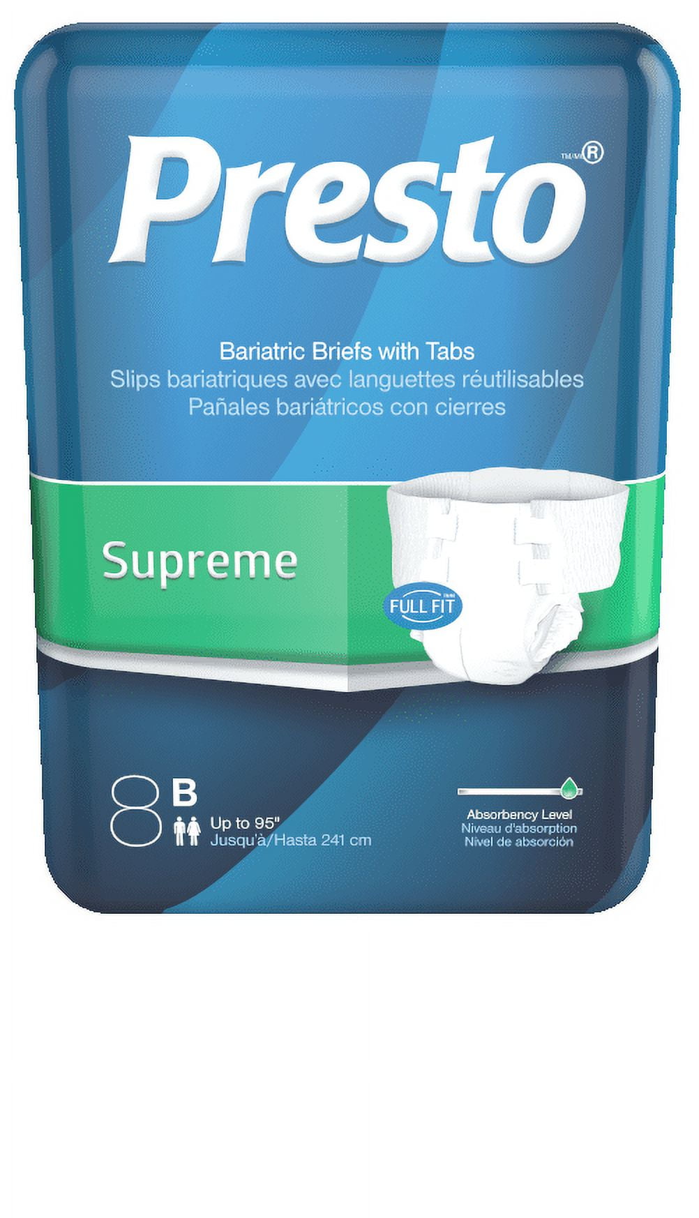 PRESTO Supreme Full Fit Incontinence Diapers/Briefs for Women and Men ...