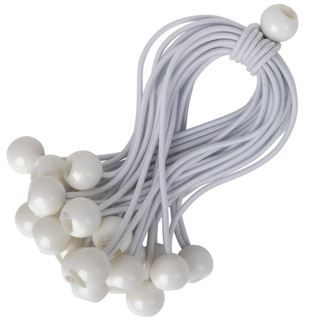 PRETEX 9" Bungee Cords with Balls - Set of 25, Heavy Duty, White ...