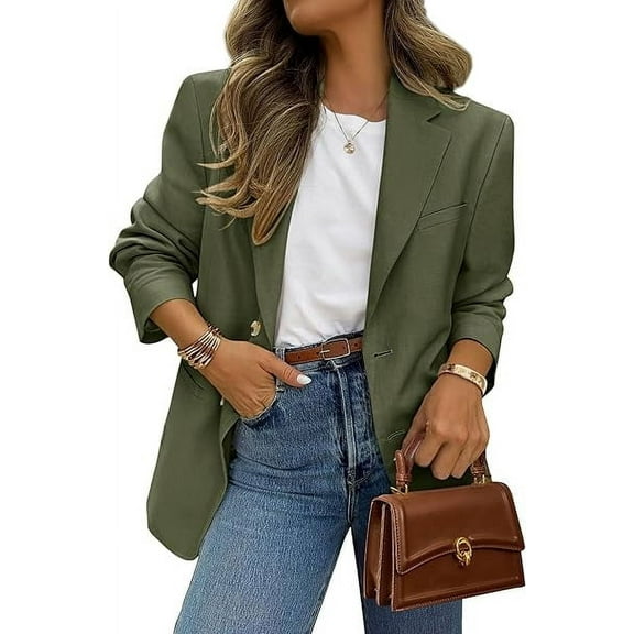 Meichang Blazers for Women Business Casual Open Front Button Long ...