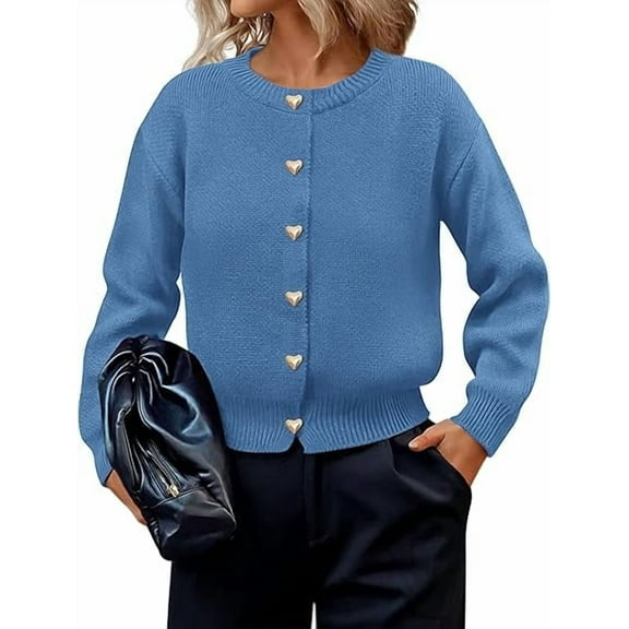 Uootdi Cardigan Gift Sweaters for Women Open Front Button Chunky Knit ...