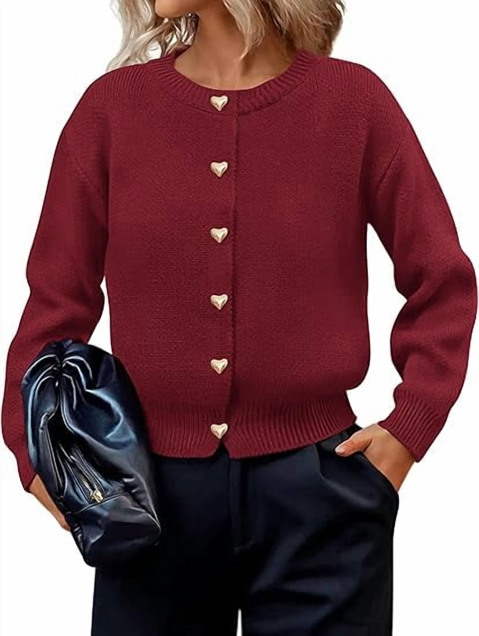 PRETTYGARDEN Cardigan Sweaters for Women Long Sleeve Open Front Button ...