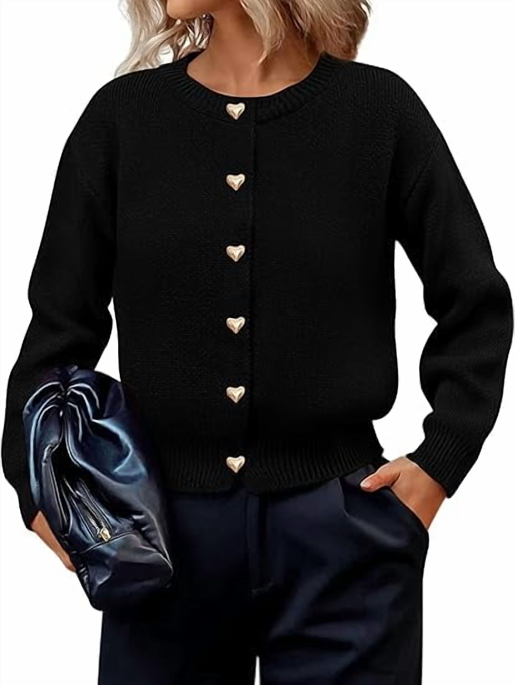 PRETTYGARDEN Cardigan Sweaters for Women Long Sleeve Open Front Button ...