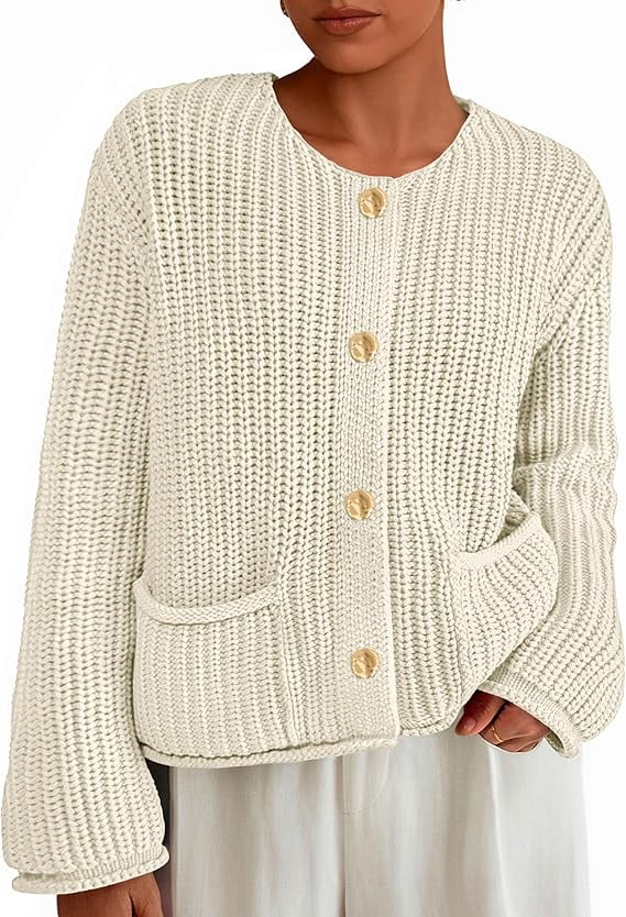 PRETTYGARDEN Cardigan Sweaters for Women Trendy Oversized Knit Chunky ...
