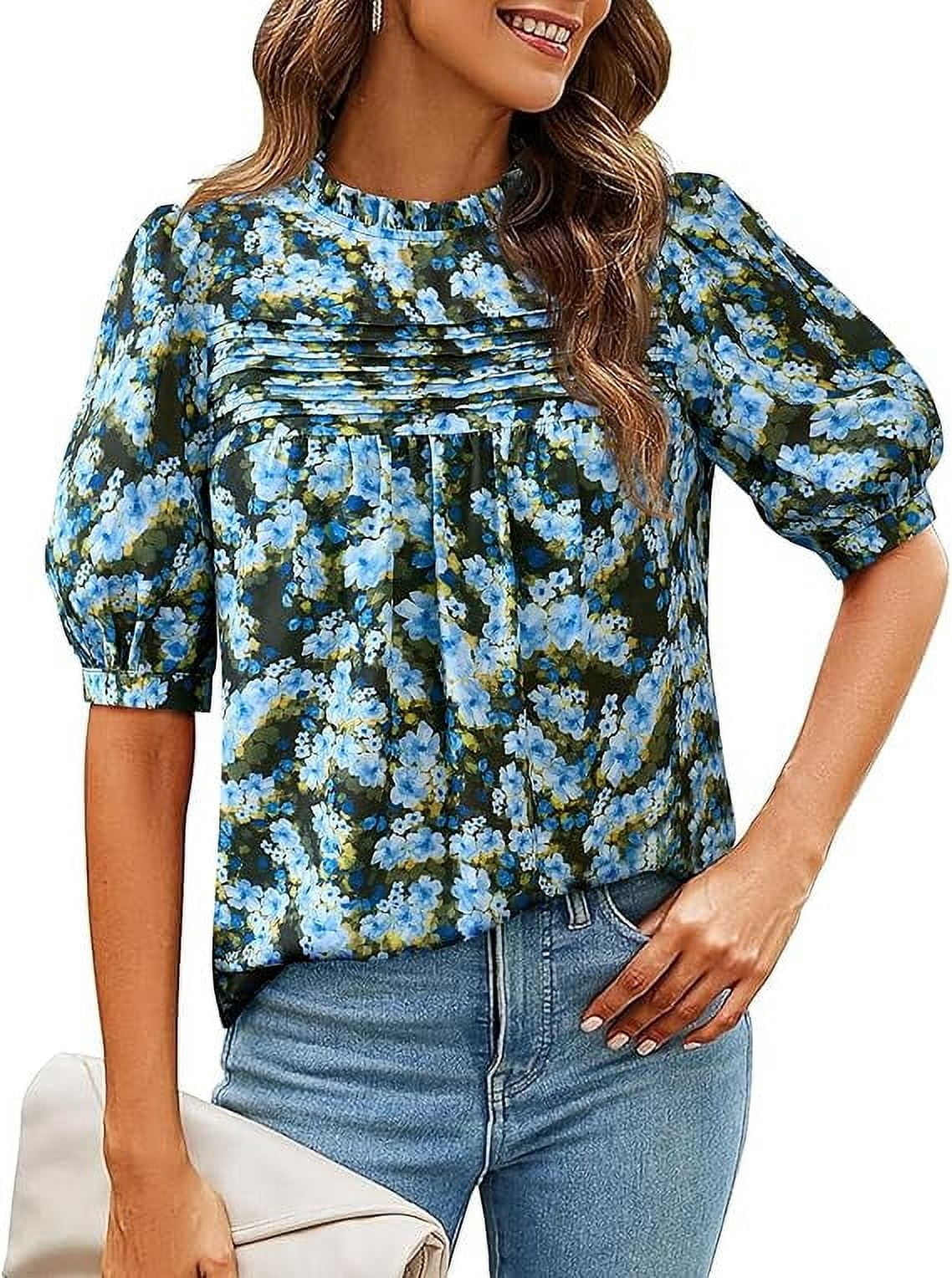 PRETTYGARDEN Floral Tops for Women Blouses Dressy Casual Summer Trendy ...