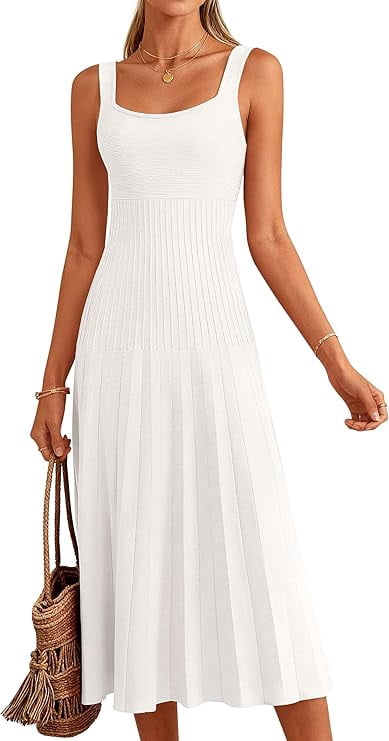 PRETTYGARDEN Spring Dresses for Women Summer Casual Sleeveless Square ...