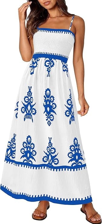 PRETTYGARDEN Summer Dress for Women Floral Sundress Spaghetti Strap ...