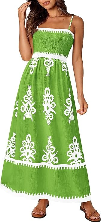 PRETTYGARDEN Summer Dress for Women Floral Sundress Spaghetti Strap ...