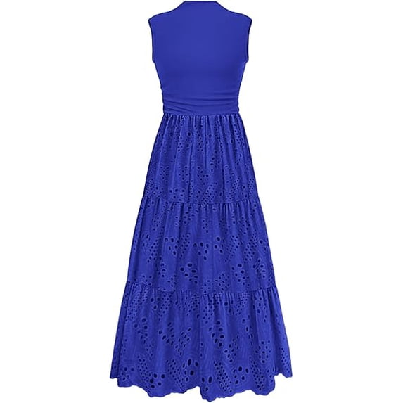PRETTYGARDEN Summer Dresses for Women Casual Eyelet Sleeveless Wedding ...