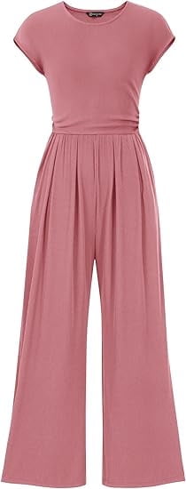 PRETTYGARDEN Summer Jumpsuits for Women Dressy Ribbed Cap Sleeve Wide ...