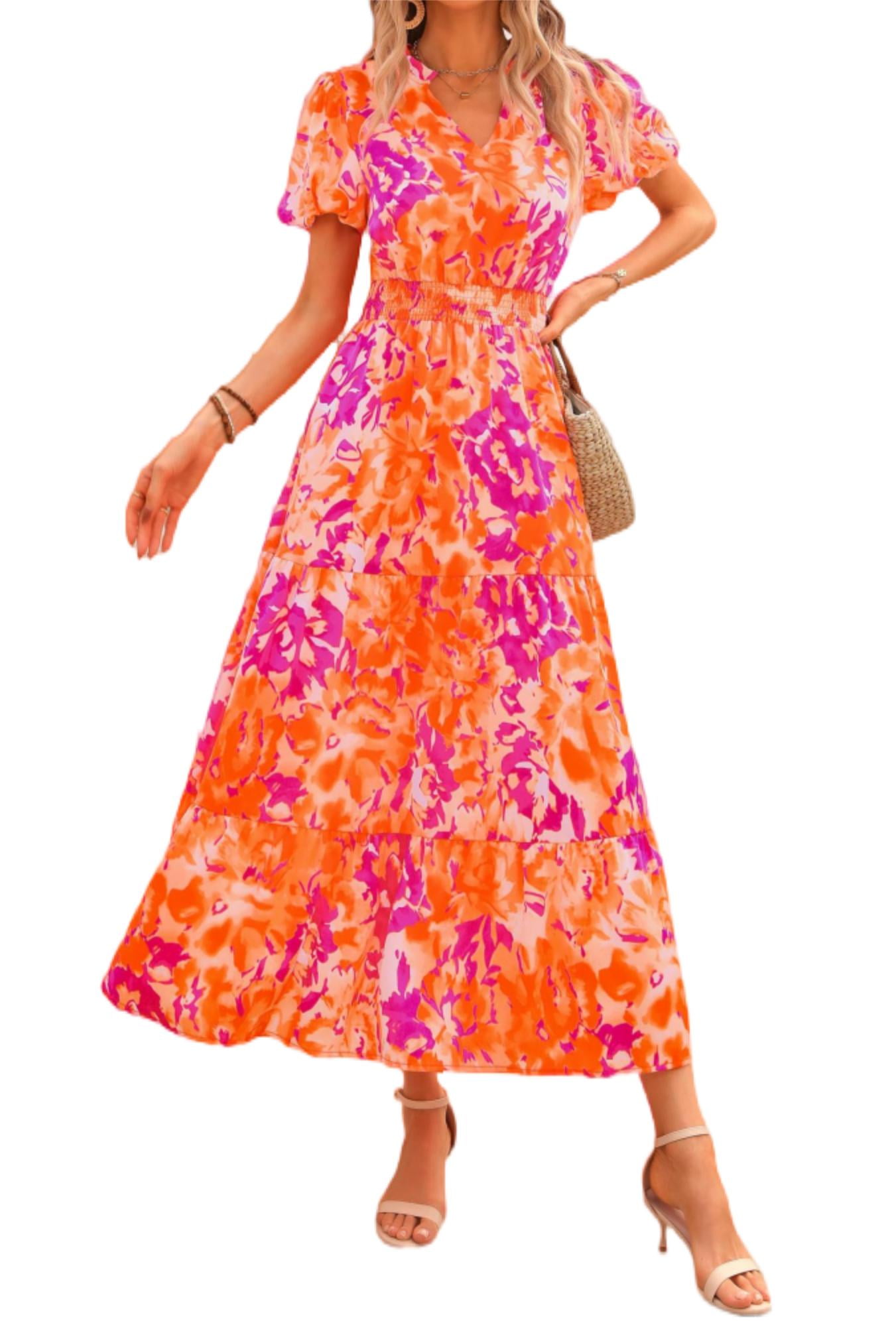 PRETTYGARDEN Summer Maxi Dress for Women Casual Wear To Work V Neck ...