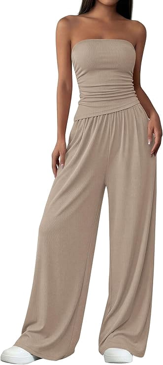 PRETTYGARDEN Summer Sets Women 2 Piece Outfits Asymmetrical Tube Tops ...