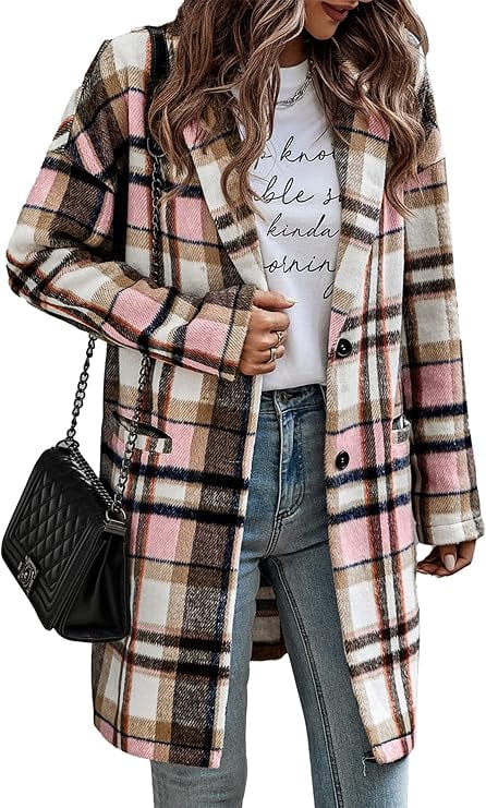 PRETTYGARDEN Women Plaid Shacket Jacket Trendy Fall Casual Button Wool ...