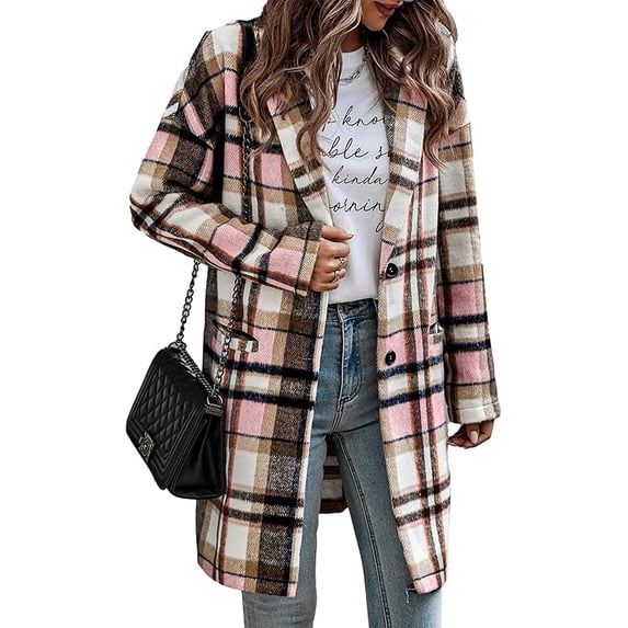 PRETTYGARDEN Women Plaid Shacket Jacket Trendy Fall Casual Button Wool ...
