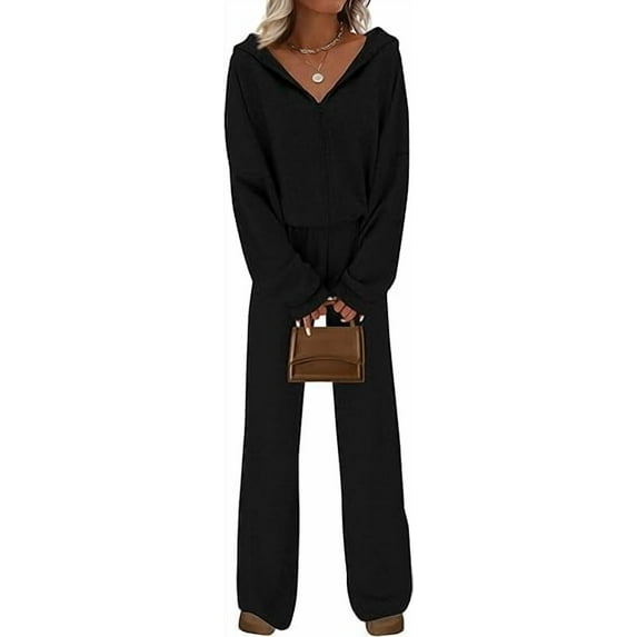 PRETTYGARDEN Women's 2 Piece Fall Lounge Sets Zip Up Hoodie Wide Leg ...