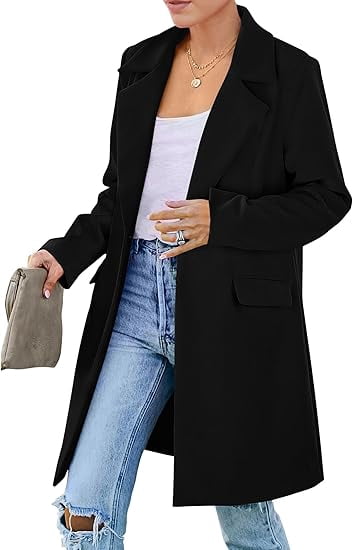 PRETTYGARDEN Women's 2025 Spring Fall Long Blazer Jackets Long Sleeve ...