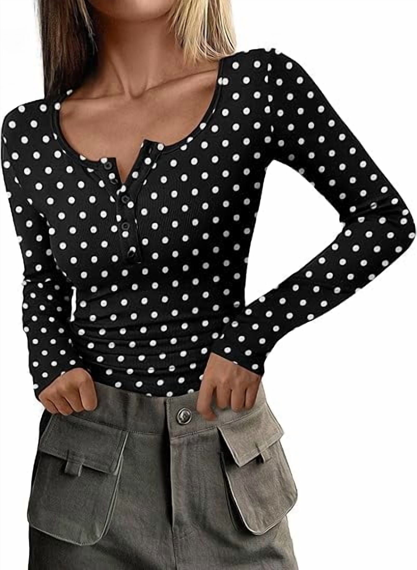 PRETTYGARDEN Women's 2025 Spring Fall Long Sleeve Henley T Shirts ...