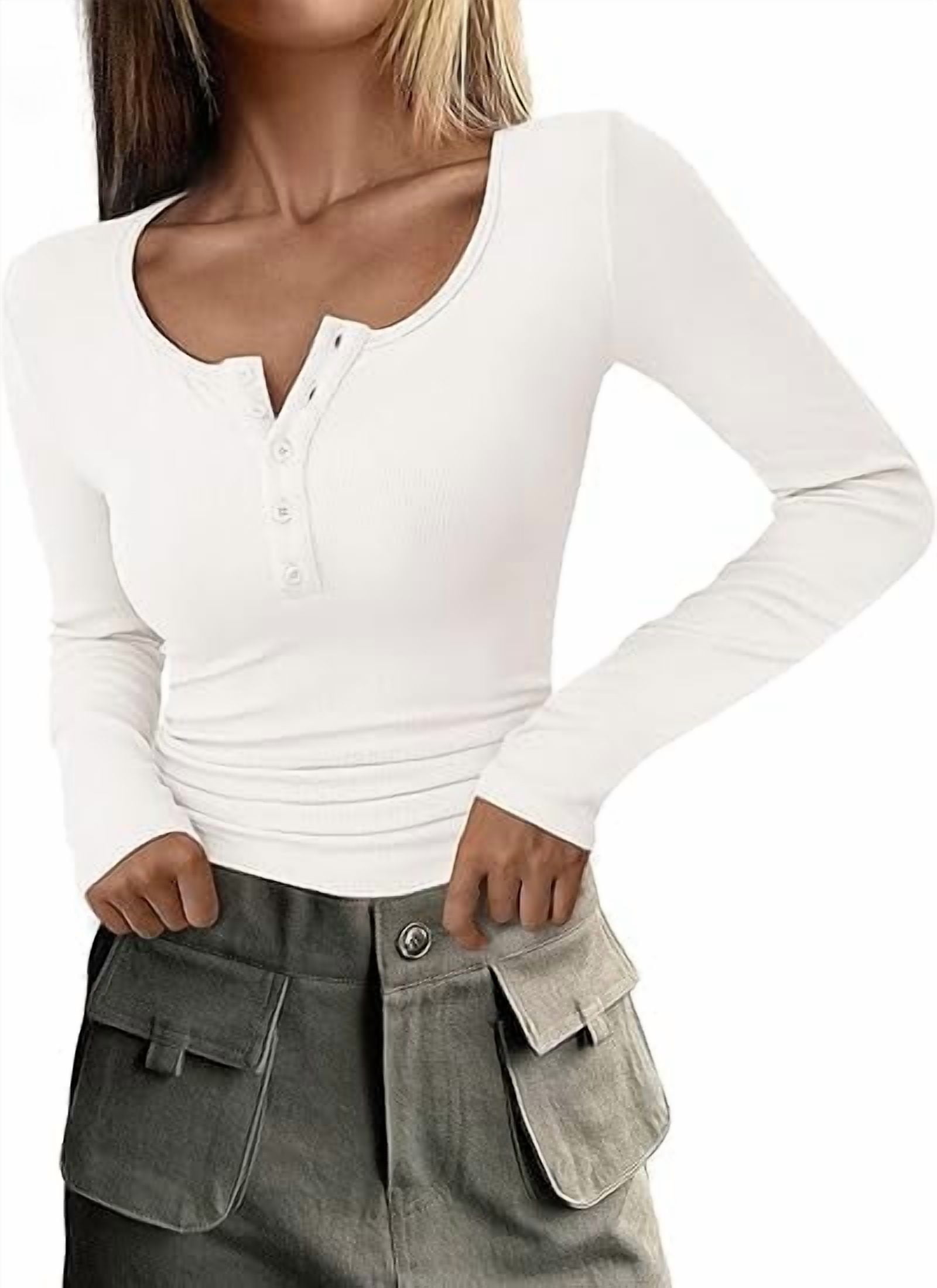PRETTYGARDEN Women's 2025 Spring Fall Long Sleeve Henley T Shirts ...