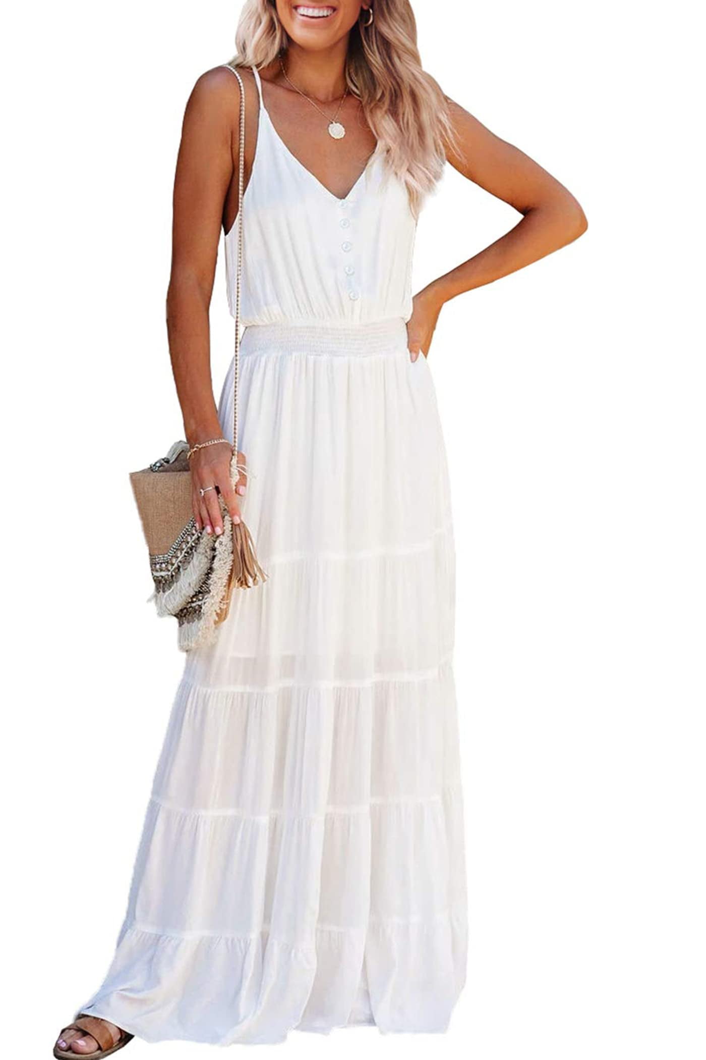 PRETTYGARDEN Women's Casual Summer Dress Spaghetti Strap Sleeveless ...