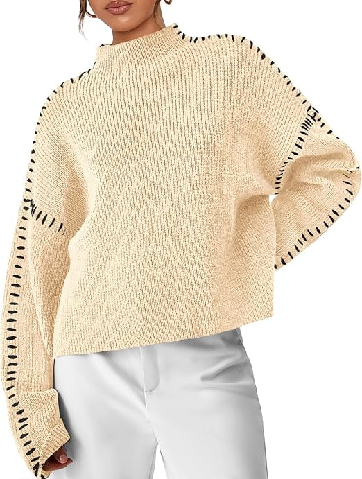 PRETTYGARDEN Women's Chunky Knit Sweaters Fall Long Sleeve Mock Neck ...